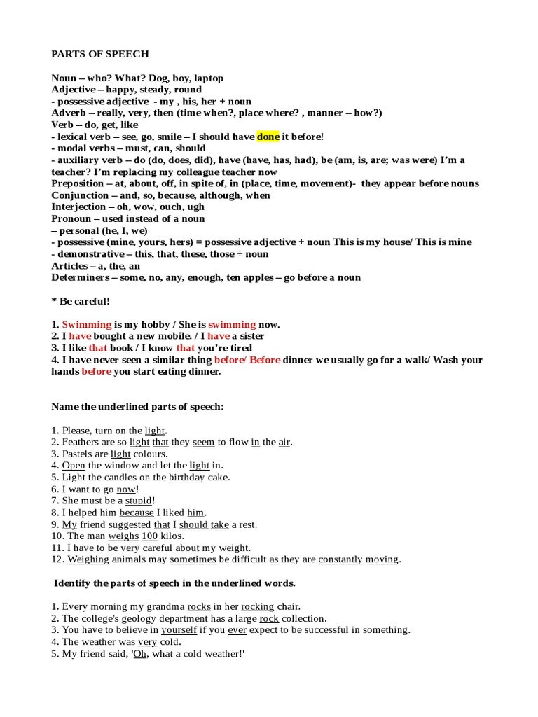 Parts of Speech | PDF | Part Of Speech | Verb