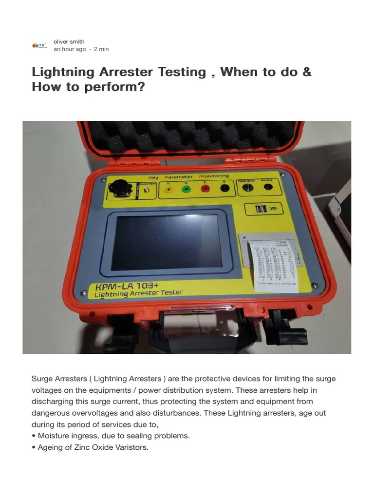 Lightning Arrester Testing, When To Do & How To Perform | PDF ...