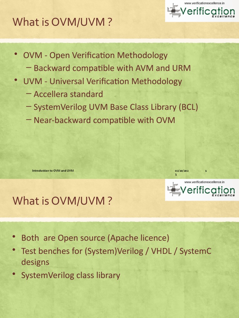 Lect 1 Introto OVM UVM History | PDF Lect 1 Introto OVM UVM History | PDF