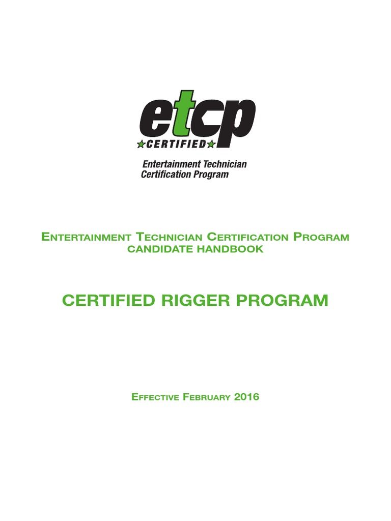 ETCP Handbook Rigging | PDF | Force | Academic Degree