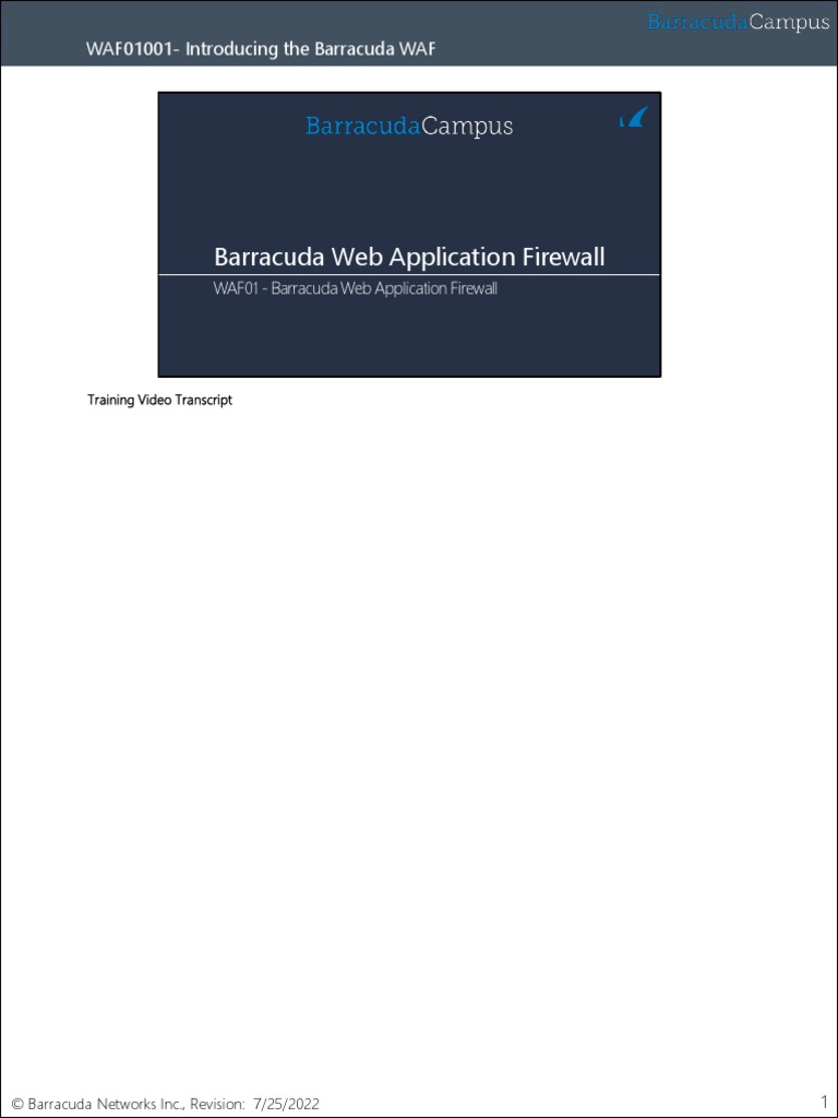 WAF01 Barracuda Web Application Firewall Foundation - Student Guide | PDF | World Wide Web ...
