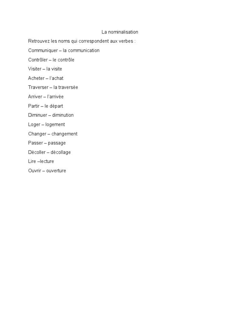 La Nominalisation | PDF