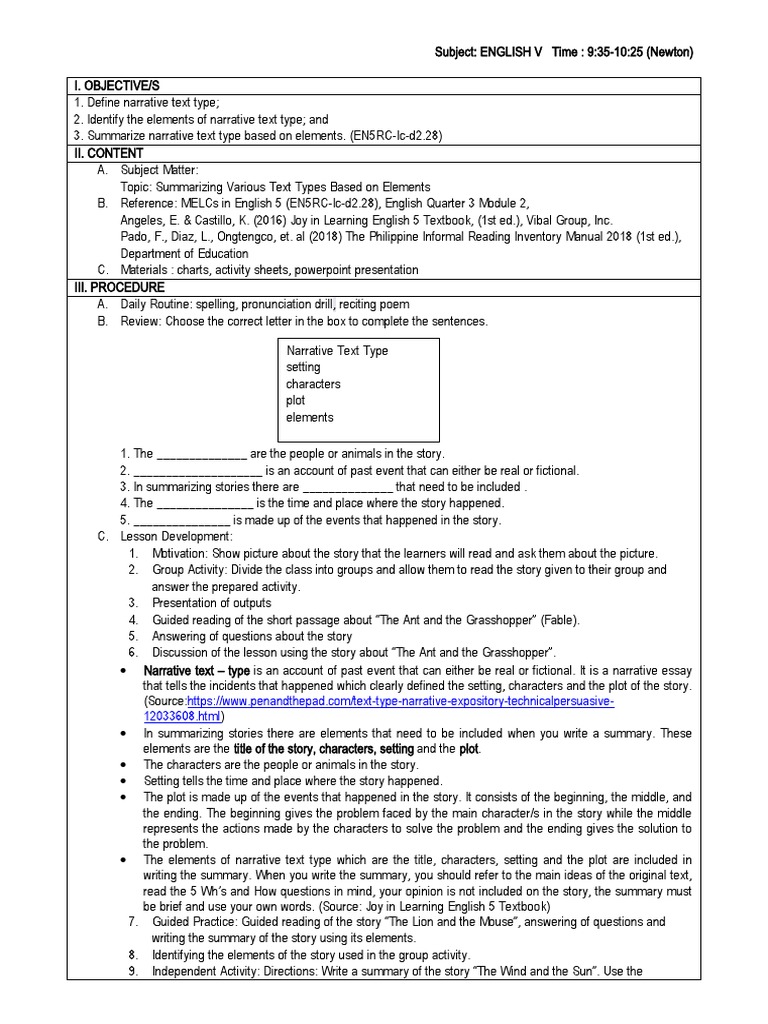 DLP English Q3 Week2 Tue | PDF | Plot (Narrative) | English Language