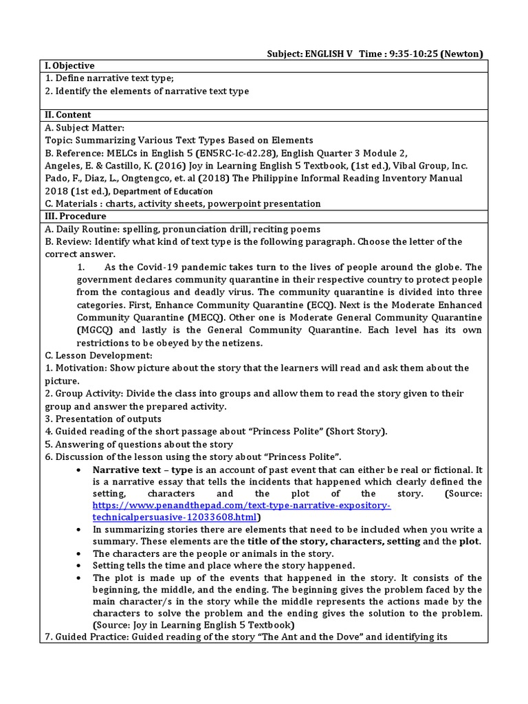 DLP English Q3 Week2 Mon | PDF | Plot (Narrative) | Cognition