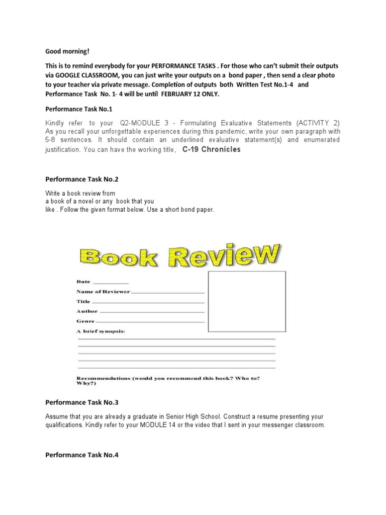 2nd Quarter Performance Tasks 1 4 | PDF
