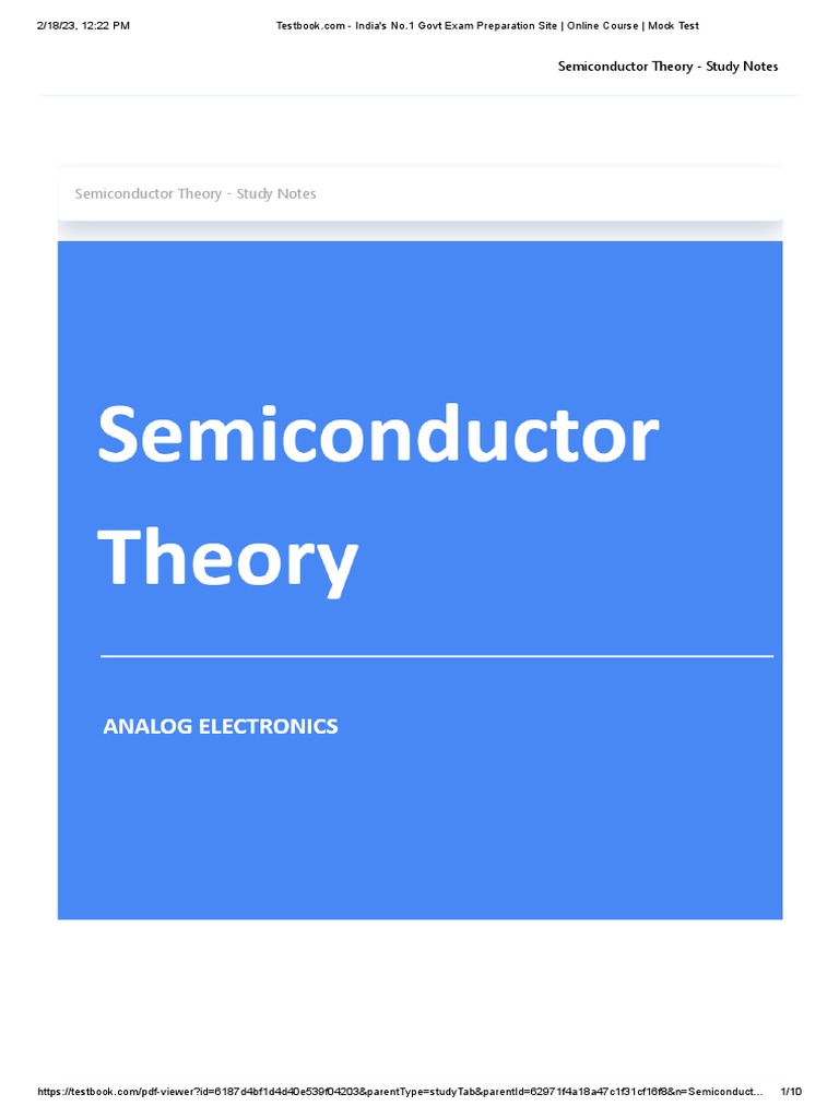 1.semiconductor Physics Notes | PDF