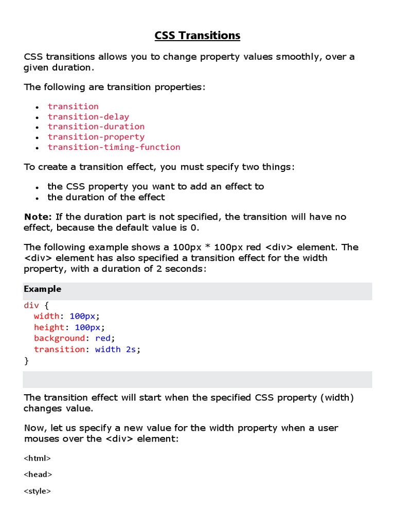 CSS Transitions: A Guide to Smooth Property Changes | PDF | Computing