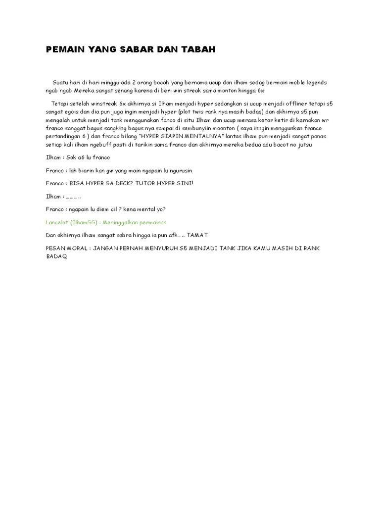 Pemain Yang Sabar Dan Tabah | PDF