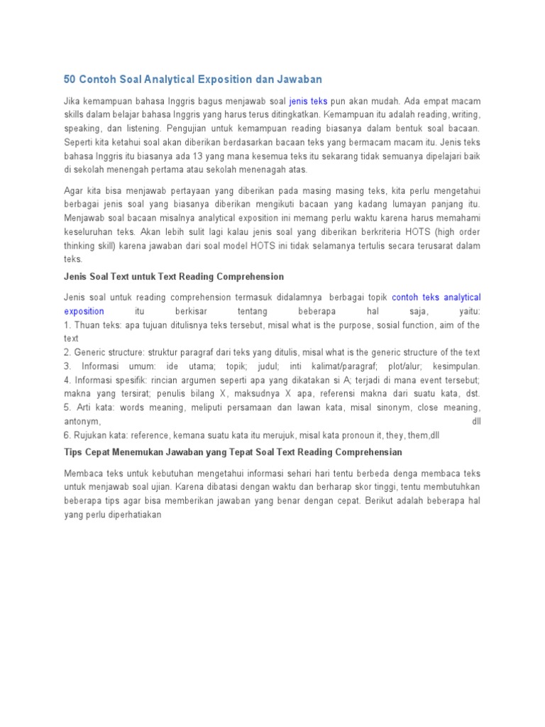 Soal Teks Analytical Exposition | PDF