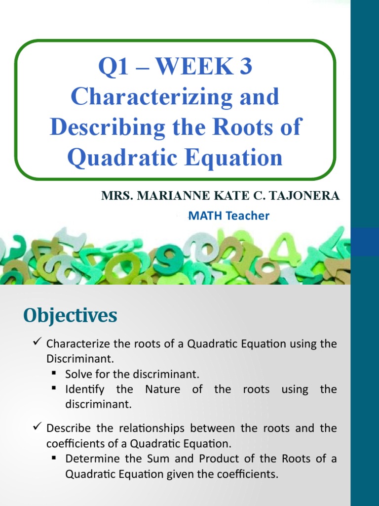 Week 3&4 | PDF | Quadratic Equation | Equations