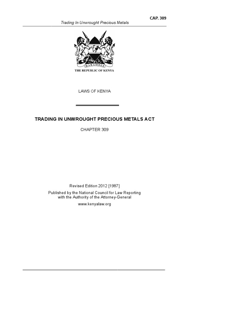 Trading in Unwrought Precious Metals Act 2 of 1933 | PDF | Search ...