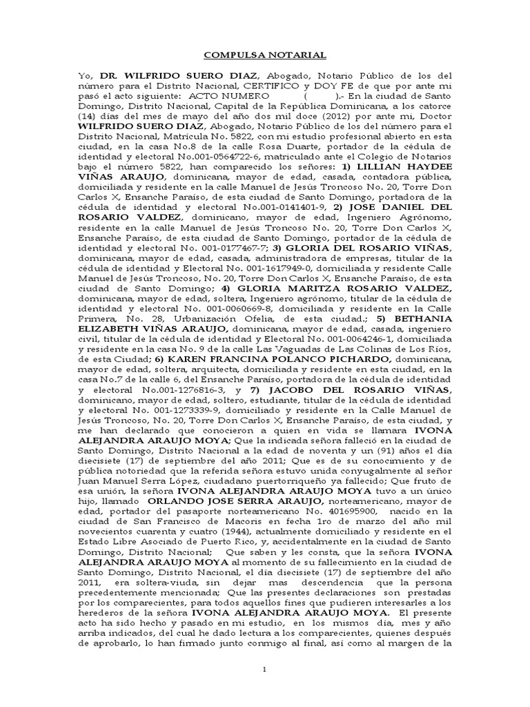 Compulsa Silvio Polini | PDF | República Dominicana | Derecho Civil ...