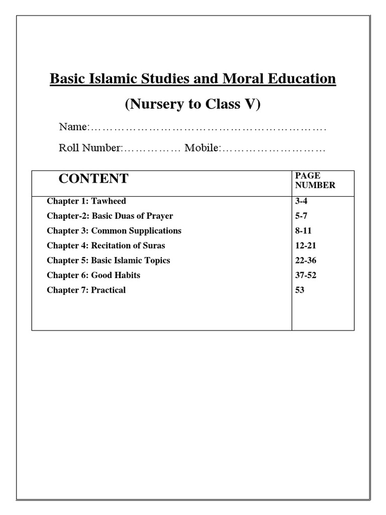 Basic Islamic Studies and Moral Education | PDF | Prophets And ...