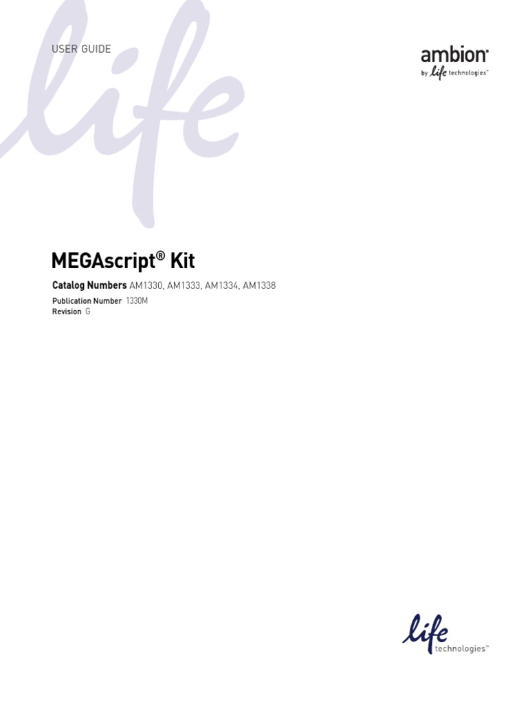 MEGAscript™ RNAi Kit User Guide | PDF | Sense (Molecular Biology) | Gel ...