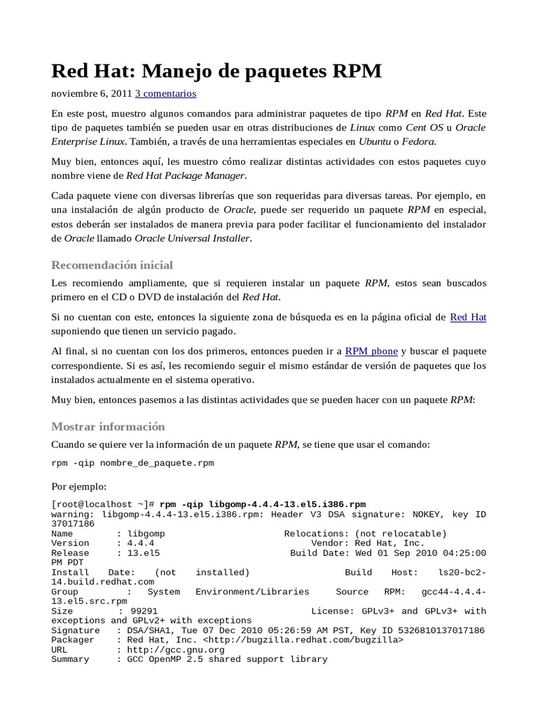 Manual RPM | PDF | Distribución de Linux | Software libre