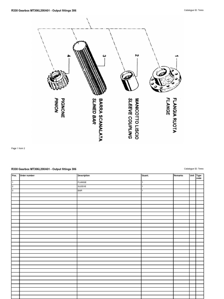 R330 Gearbox MT306L200A01 Parts List | PDF