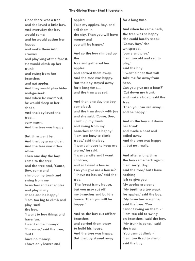 The Giving Tree | PDF | Trees