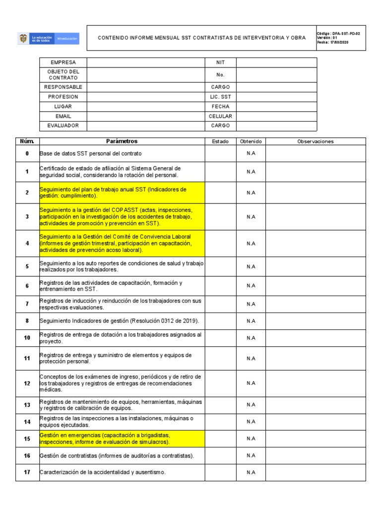 guía informe SST | PDF