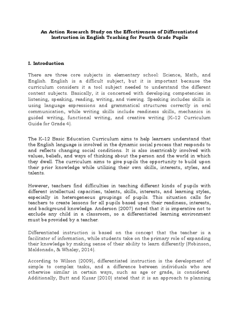 Action Research 1 | PDF | Differentiated Instruction | Teachers