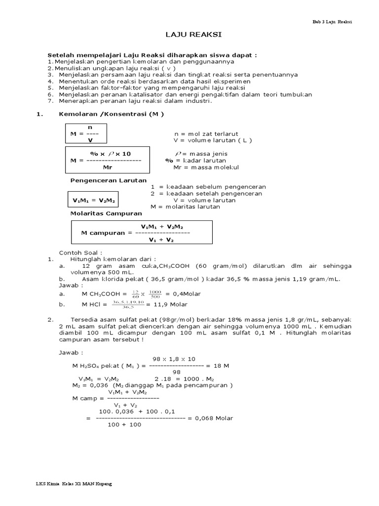 Bab 3 Laju Reaksi | PDF