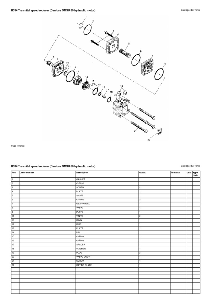 R334 Trasmital Speed Reducer (Danfoss OMSU 80 Hydraulic Motor) | PDF