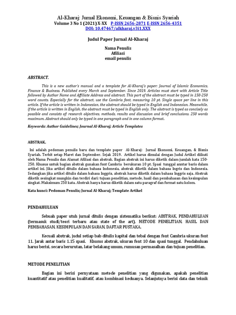 Template Penullisan Artikel-Al-Kharaj-baru | PDF