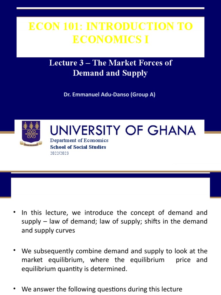 ECON 101 Lecture 3 - The Market Forces of Demand & Supply | PDF | Supply And Demand | Supply ...