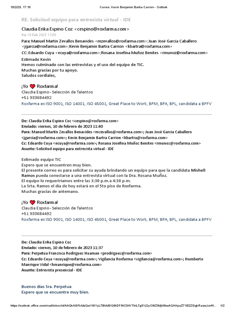 Entrevista virtual Mishell Ramos | PDF