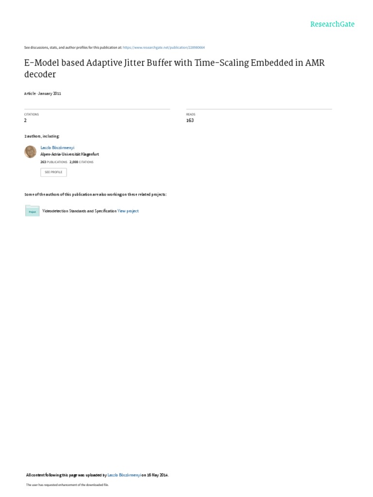 E Model Based Adaptive Jitter Buffer With Time Sca Pdf Voice Over Ip Computer Network 7832