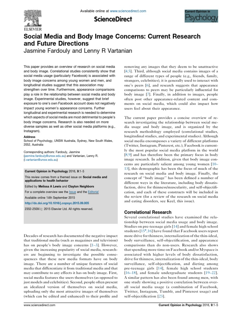 Social Media and Body Image Concerns - Current Research | PDF | Social ...