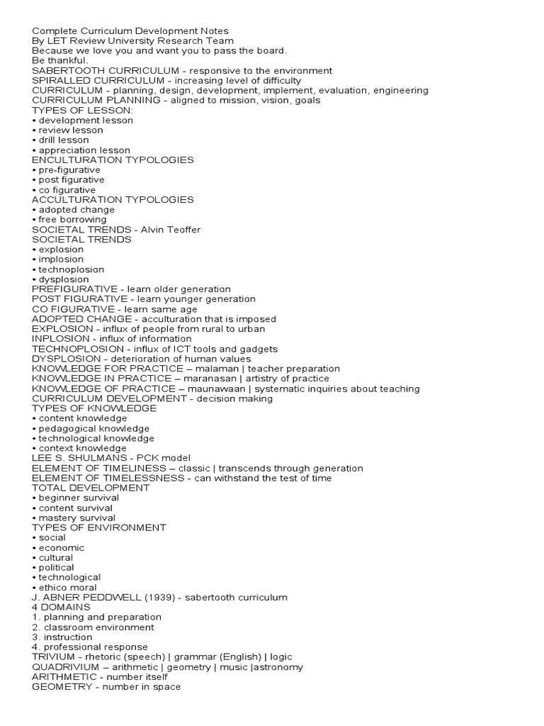 Prof Ed Notes | PDF | Curriculum | Educational Technology