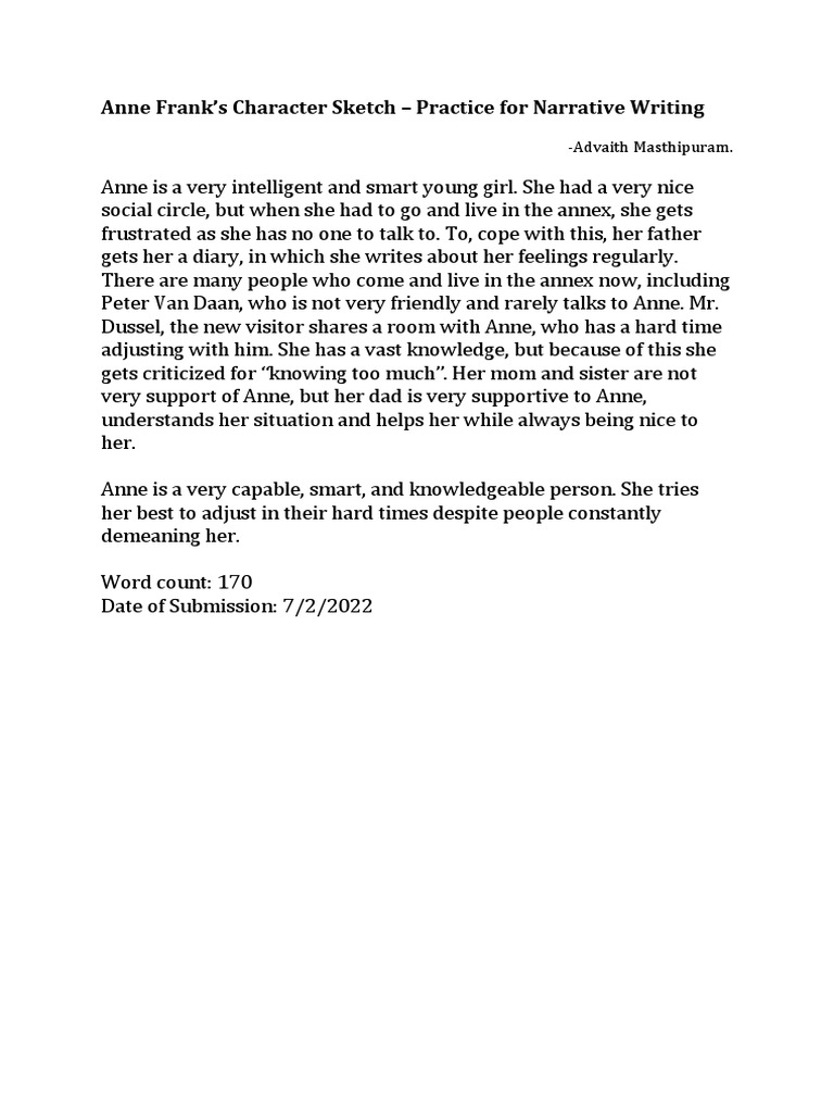 Anne Frank Character Analysis | PDF | Poetry