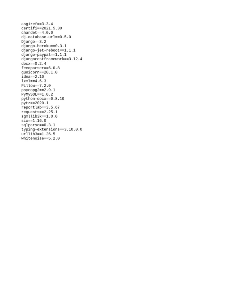 Django Project Dependency List | PDF