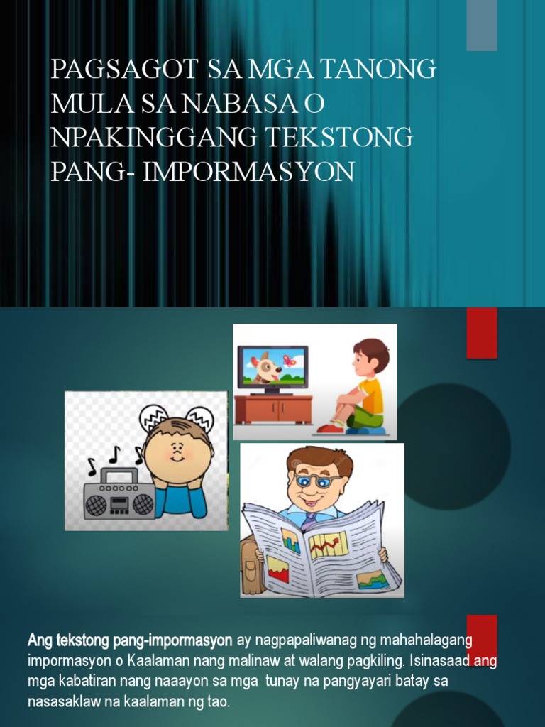 Pagsagot Sa Mga Tanong Mula Sa Nabasang Teksto | PDF