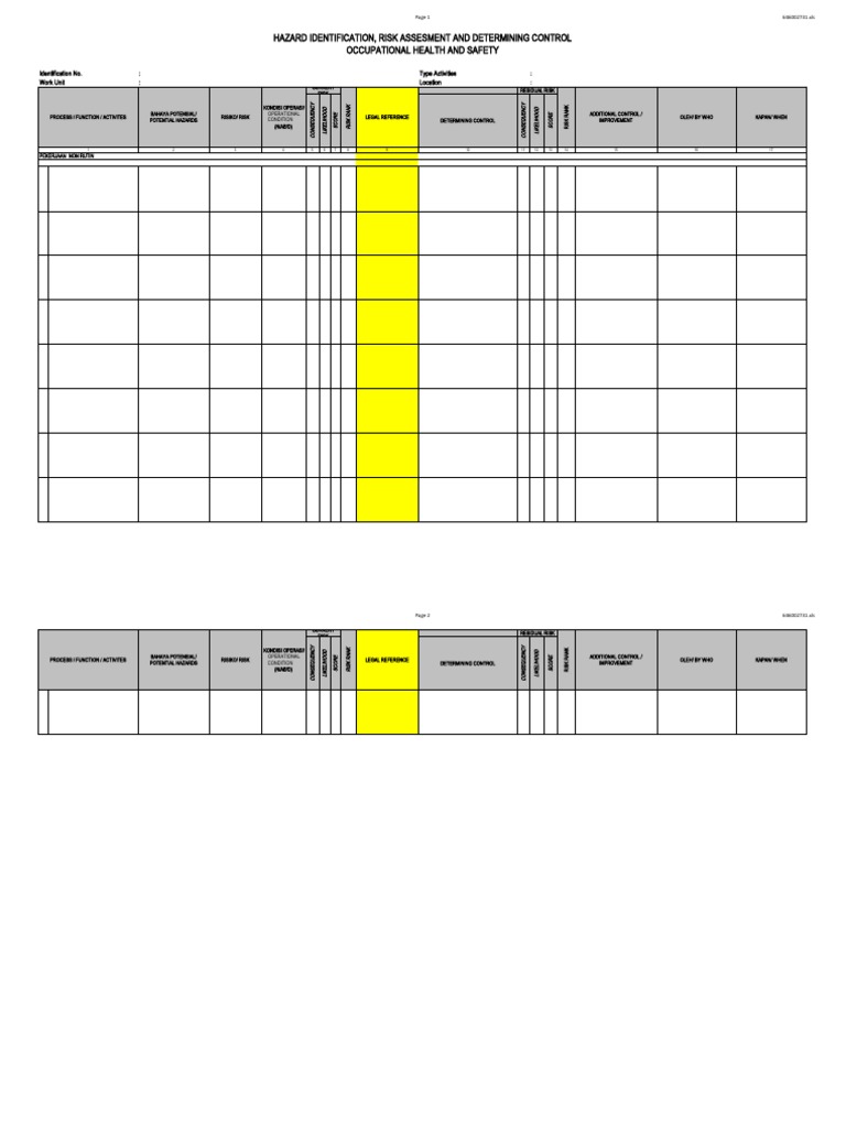 Form Hiradc Blank | PDF | Risk | Hazards