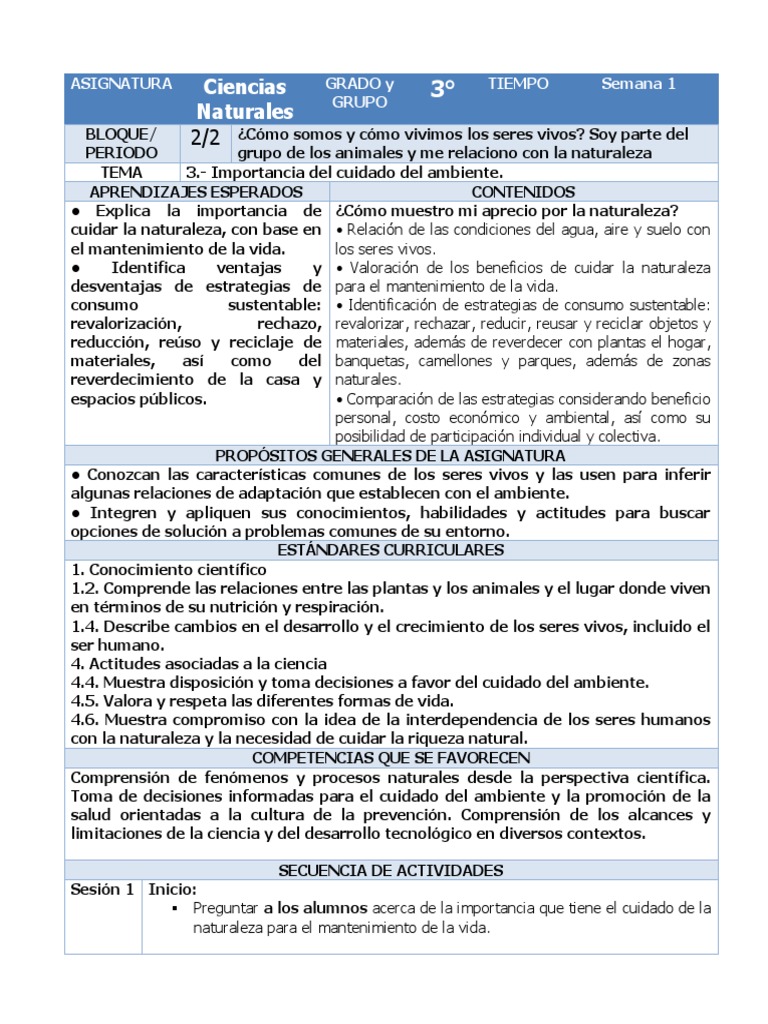 3er Grado Ciencias Naturales Planeacion | PDF | Toma de decisiones ...