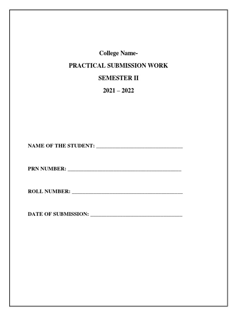 SEM II - Index For Practical Submission | PDF | Art | Computers