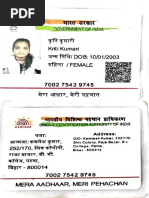Aadhar Card Sample Format PDF | PDF