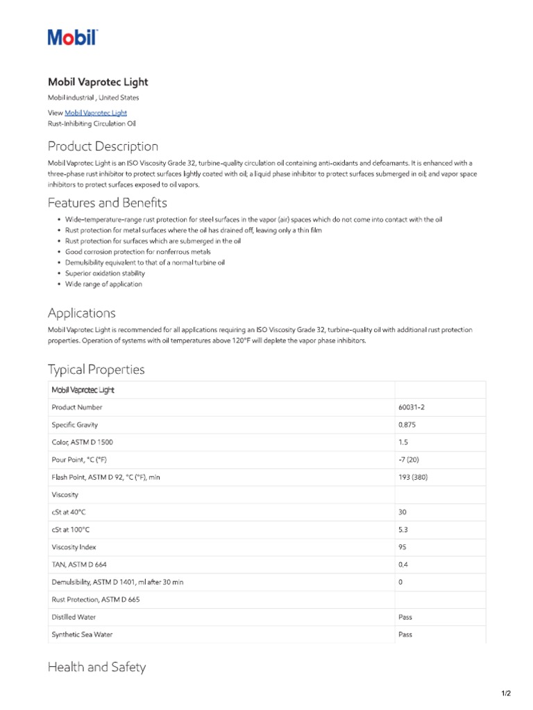 Mobil Vaprotec Light | PDF