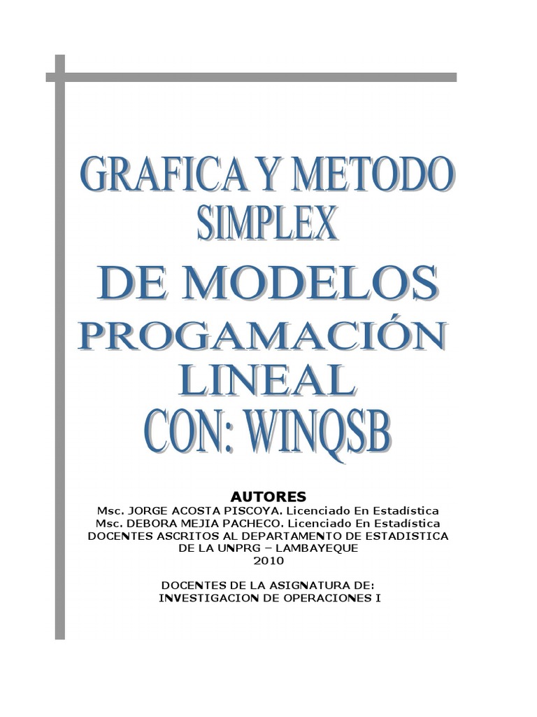 WINQSB | PDF | Programación lineal | Optimización Matemática