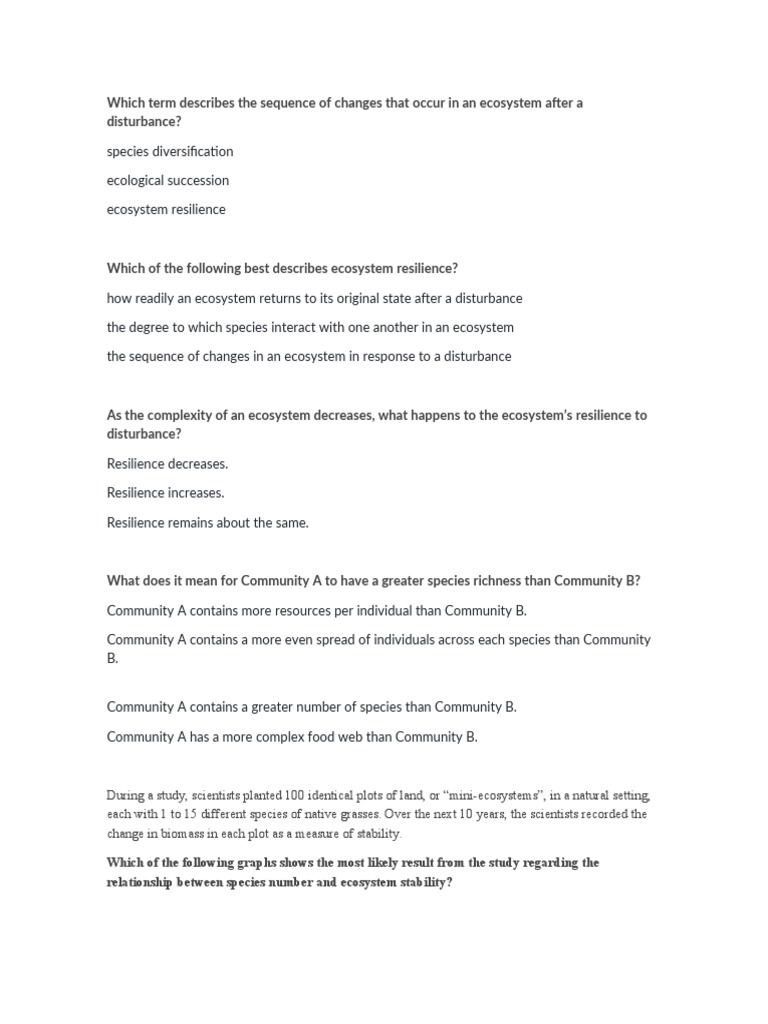 Ecological succession and ecosystem resilience | PDF | Ecosystem ...
