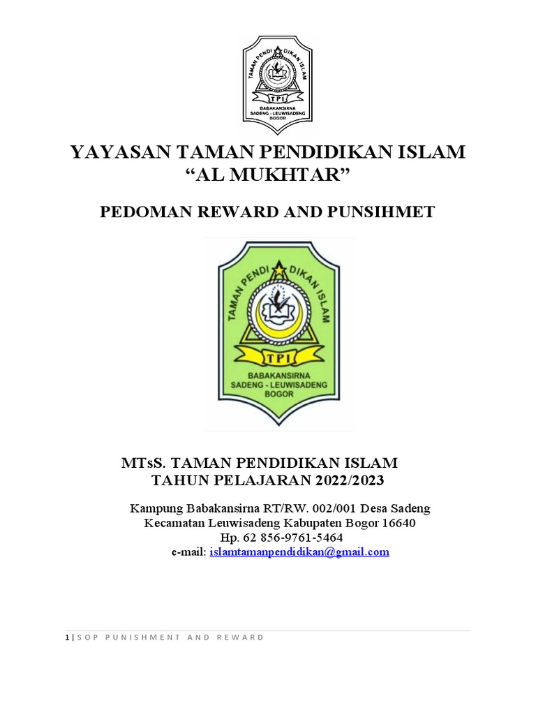 Punishment and Reward Mts Tpi | PDF