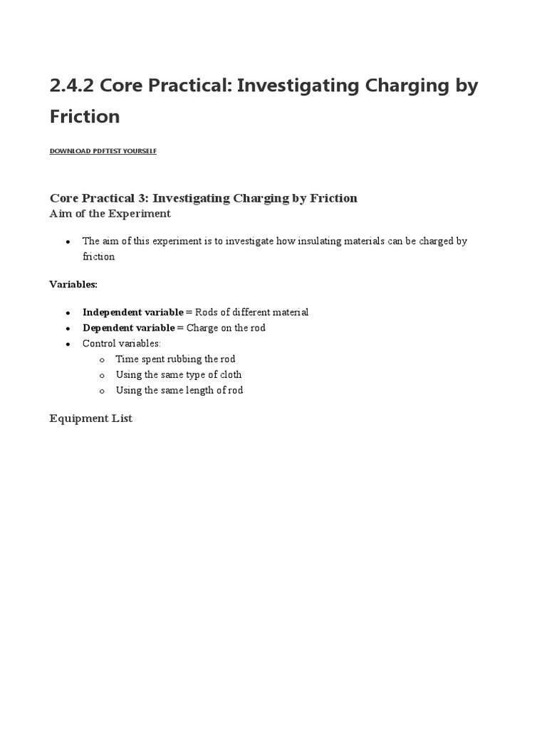 2.4.2 Core Practical Investigating Charging by Friction | PDF ...
