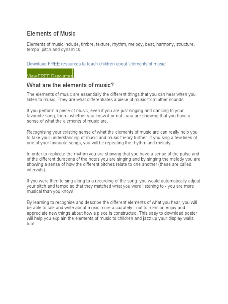 Elements of Music | PDF | Tempo | Rhythm