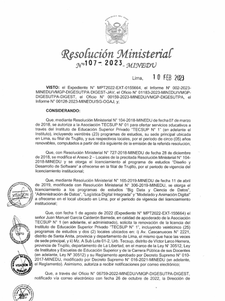 RM #107-2023-Minedu | PDF