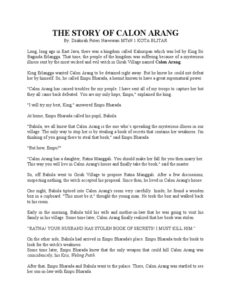 The Story of Calon Arang Fix | PDF