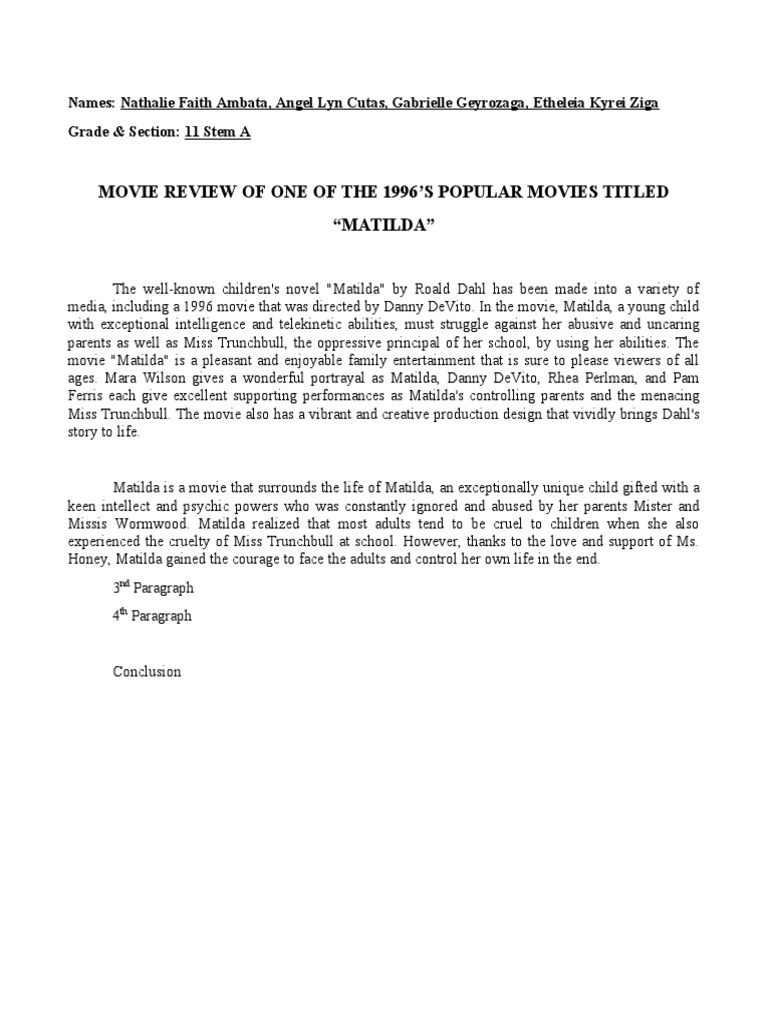 Matilda Movie Review and Summary | PDF