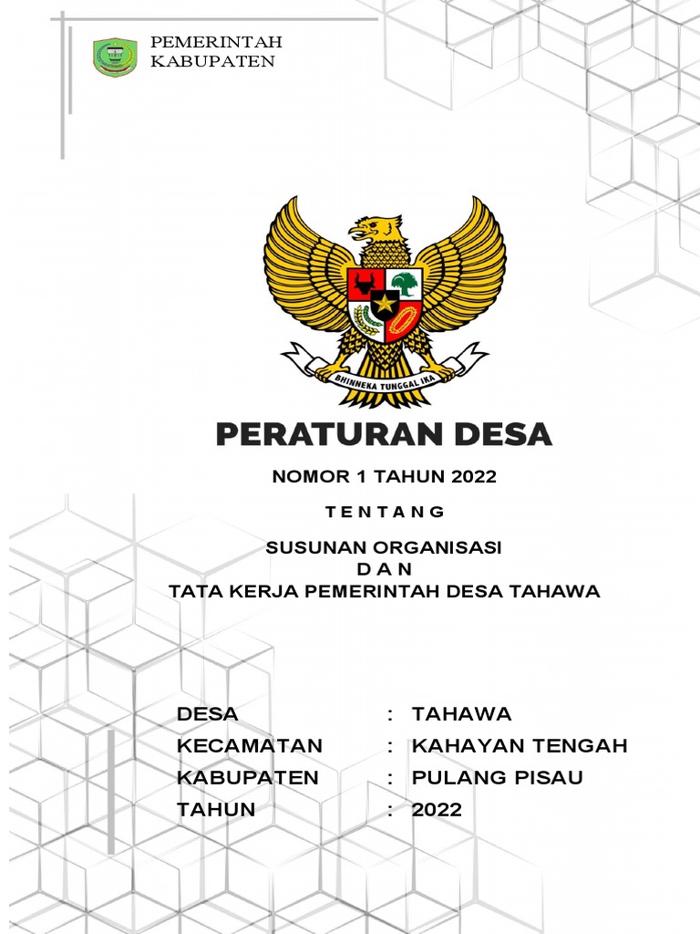 01peraturan Desa Tentang SOTK Desa Tahawa Tahun 2022 | PDF