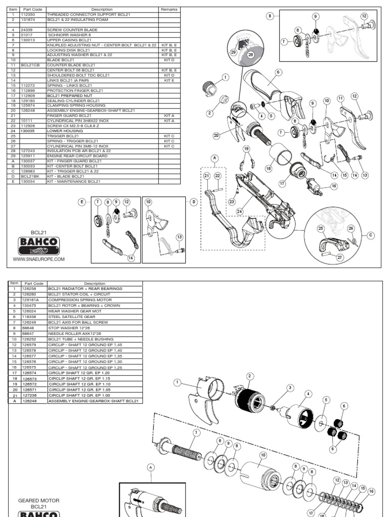 BCL21 Bahco Spareaprts | PDF | Electrical Connector | Screw