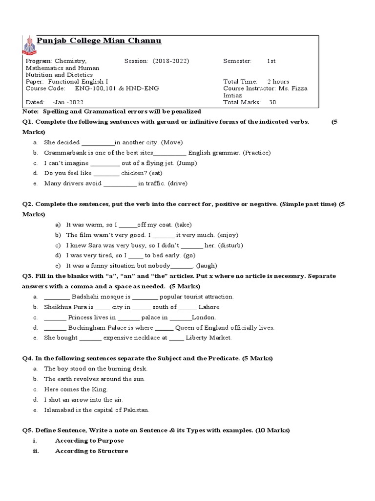 Functional English Mid Term Paper | PDF | Language Arts & Discipline